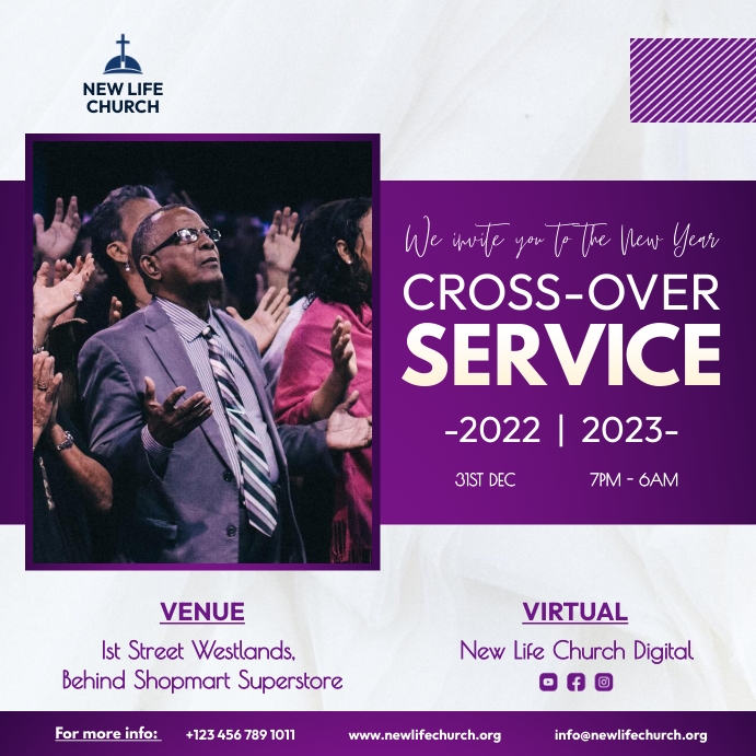 Church New Year Cross over Service Flyer Template | PosterMyWall