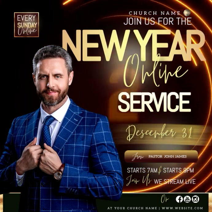 Church New Year Service Template | PosterMyWall