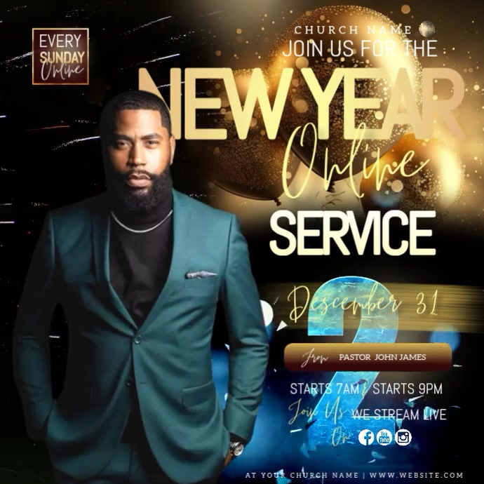 Church New Year Service Template | PosterMyWall