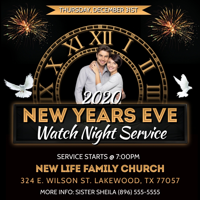 Copy of CHURCH NEW YEARS WATCH NIGHT FLYER TEMPLATE | PosterMyWall