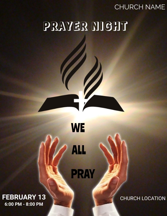 CHURCH NIGHT PRAYER SERVICE Template | PosterMyWall