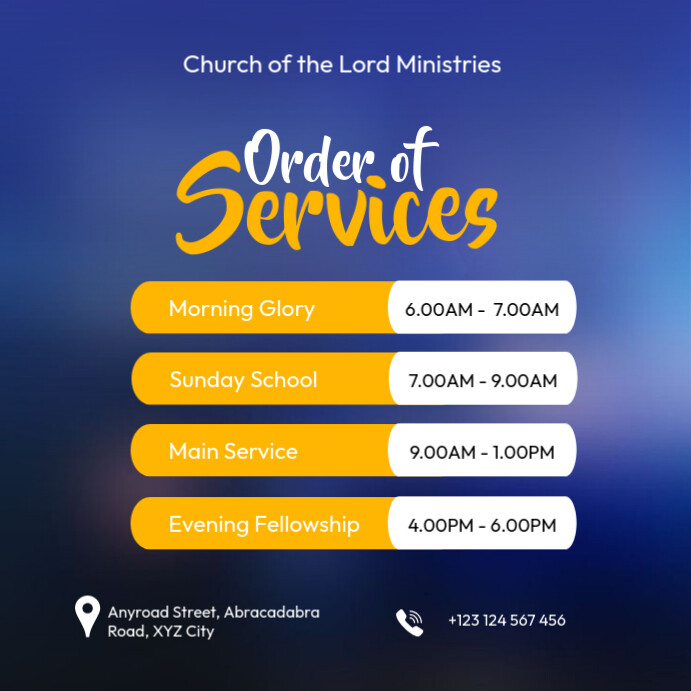 Church Order of services Template | PosterMyWall