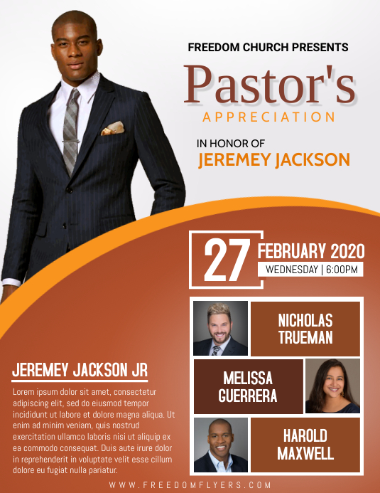 Church Pastor Appreciation Flyer Template | PosterMyWall