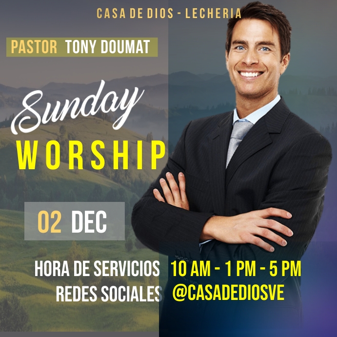 church pastor flyer sunday worship Template | PosterMyWall