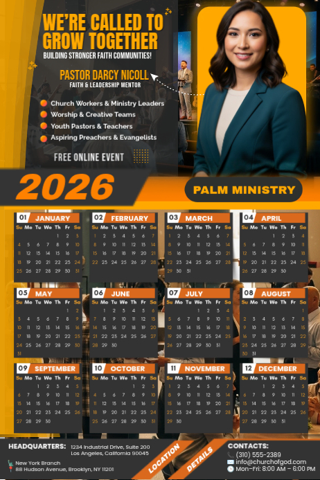 Church Pastor Poster Calendar 2026 templaat | PosterMyWall