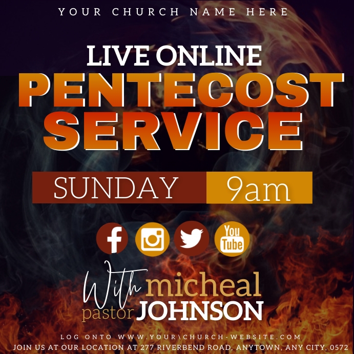 CHURCH PENTECOST ONLINE SERMON TEMPLATE | PosterMyWall