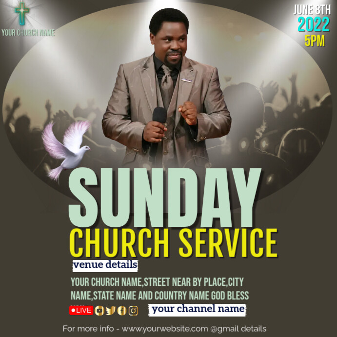 church poster, sunday service,worship,poster Template | PosterMyWall