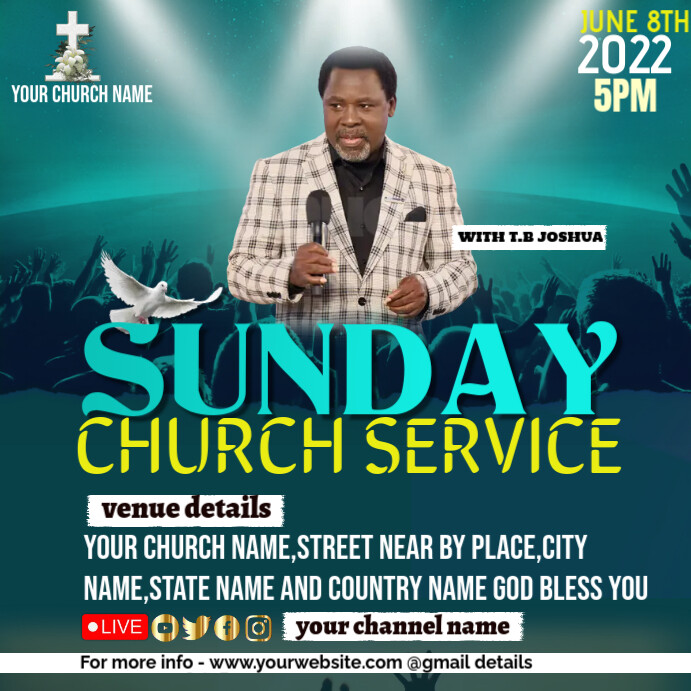 church poster, sunday service,worship,poster Template | PosterMyWall