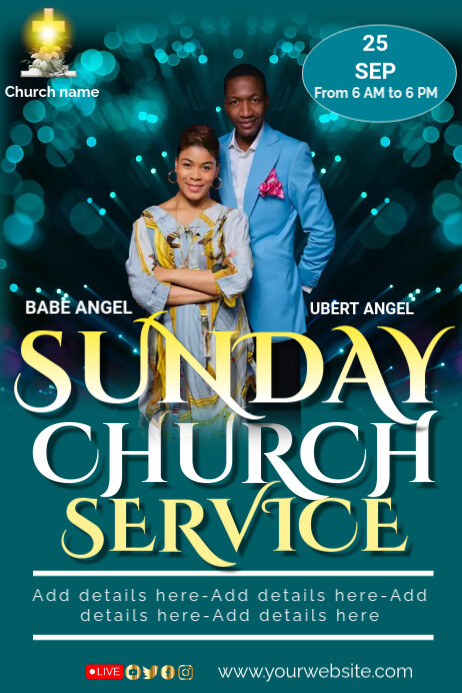church poster, sunday service,worship,poster Template | PosterMyWall