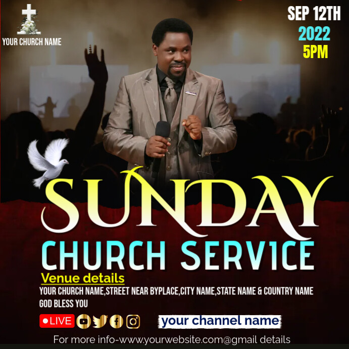 church poster, sunday service,worship,poster Template | PosterMyWall