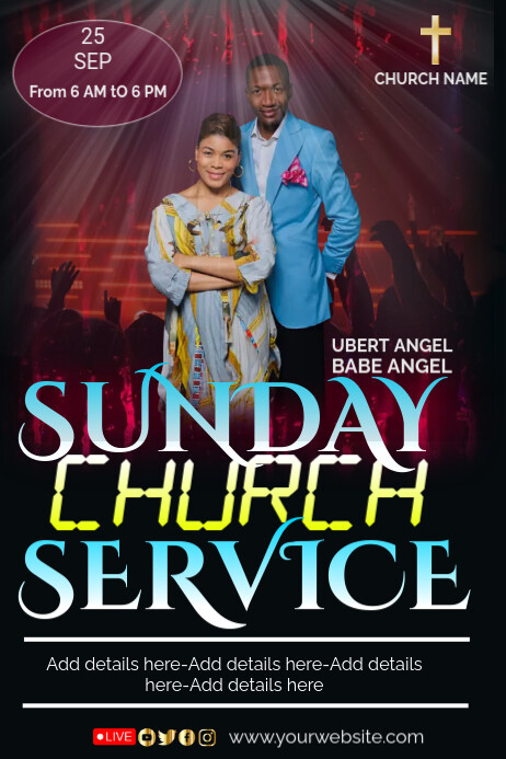 church poster, sunday service,worship,poster Template | PosterMyWall