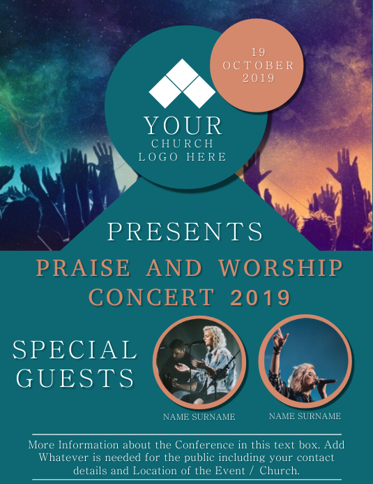 Church Praise & Worship Event Flyer Template | PosterMyWall