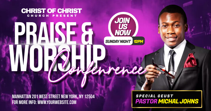 Church Praise & Worship Service Template | PosterMyWall