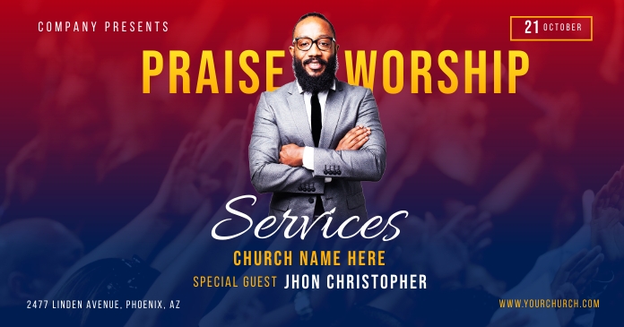 Copy of Church Praise and Worship Services Banner | PosterMyWall