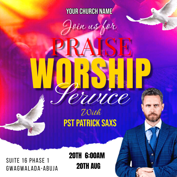 church praise worship sunday service flyer Template | PosterMyWall