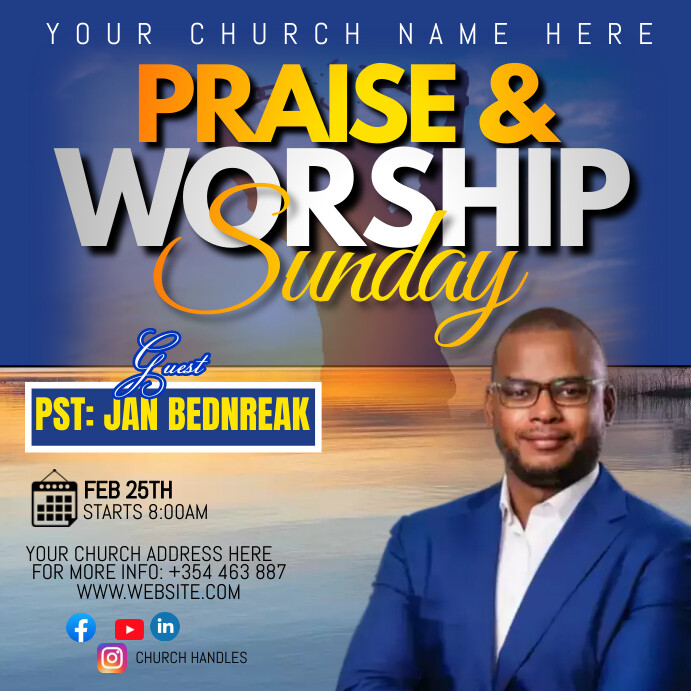 Copy of church praise worship sunday service template | PosterMyWall