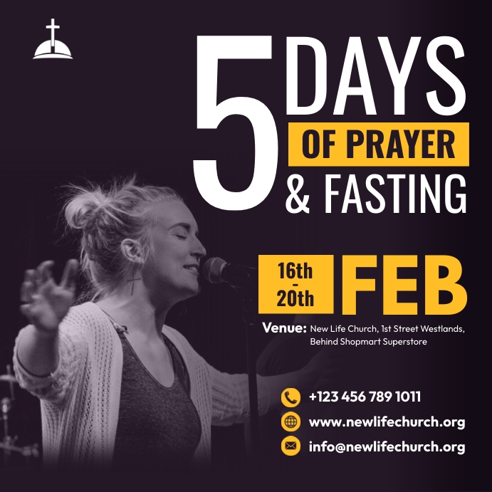 Church Prayer and fasting flyer design Template | PosterMyWall