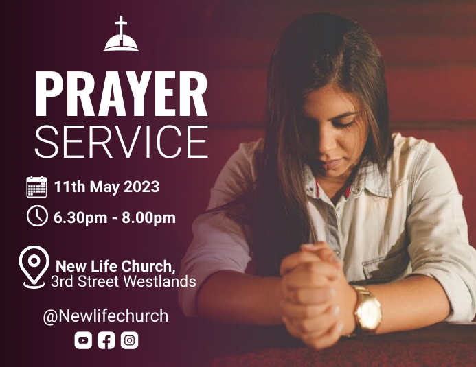 church prayer service facebook poster Template | PosterMyWall