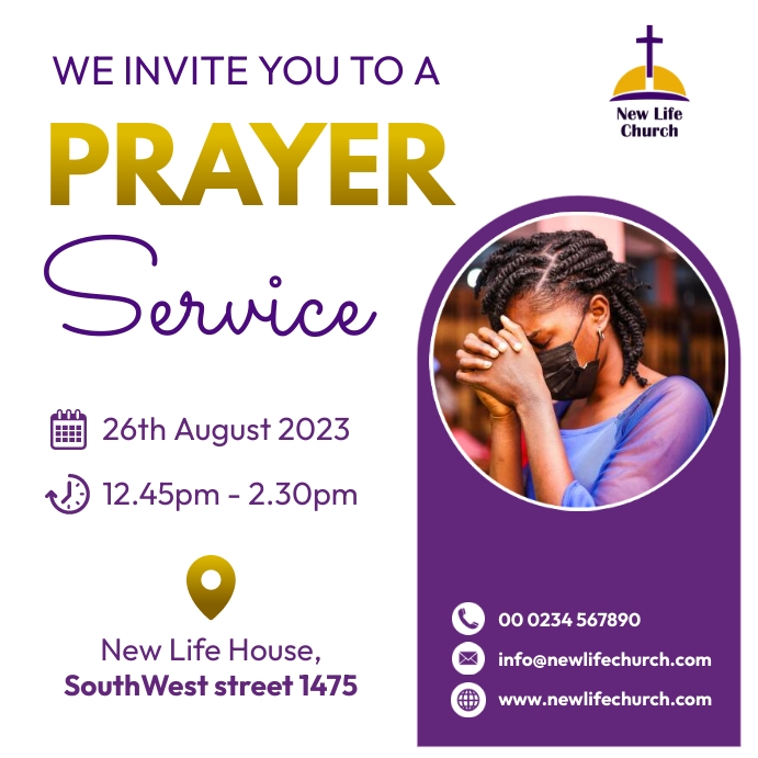 Church prayer service flyers Template | PosterMyWall