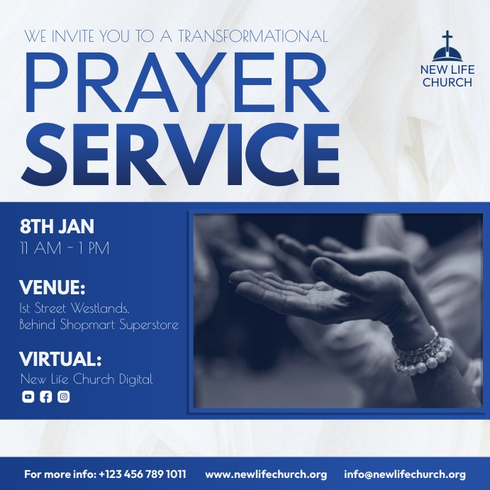 Church Prayer Service Invitation Flyer Template | PosterMyWall