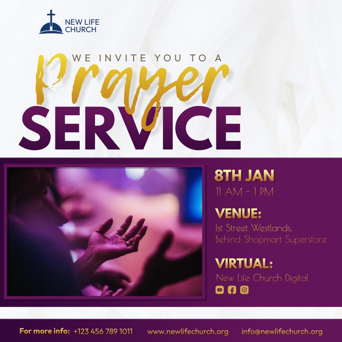 Church Prayer Service Invitation Flyer Template | PosterMyWall