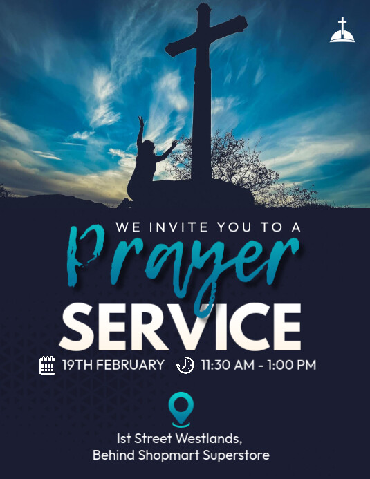 Church prayer service poster design Template | PosterMyWall