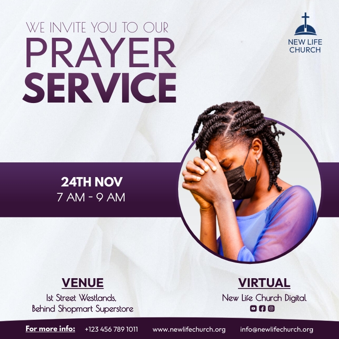 Church Prayer Service Template | PosterMyWall