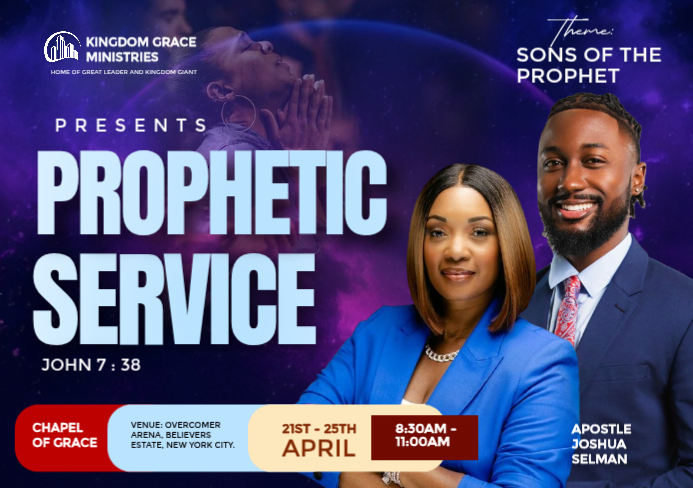 Church Purple Prophetic Service A5 Template | PosterMyWall