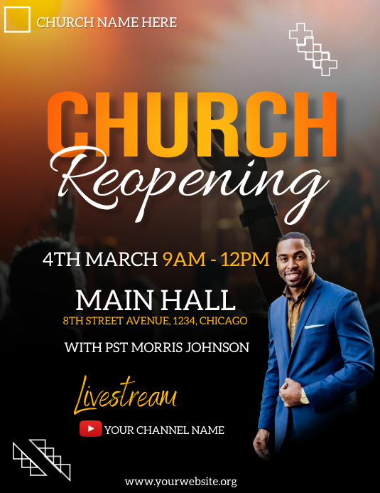 church reopening flyer Template | PosterMyWall