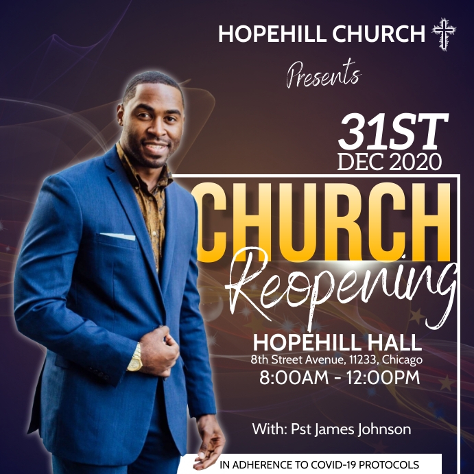church reopening flyer Template | PosterMyWall