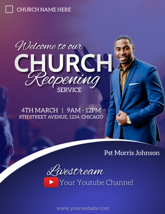 church reopening service flyer Template | PosterMyWall