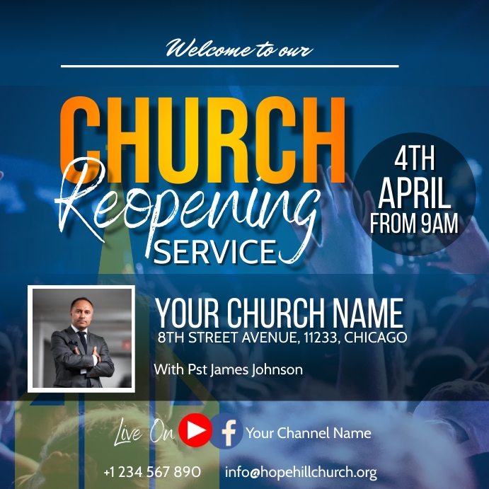 church reopening service flyer Template | PosterMyWall
