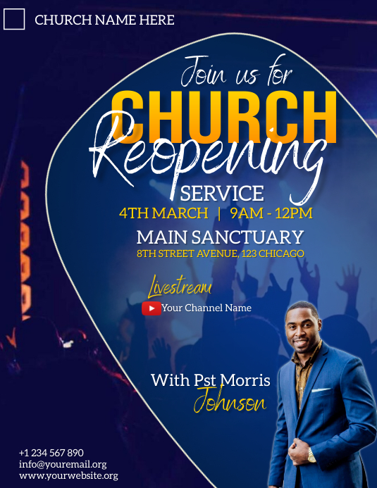 church reopening service flyer Template | PosterMyWall