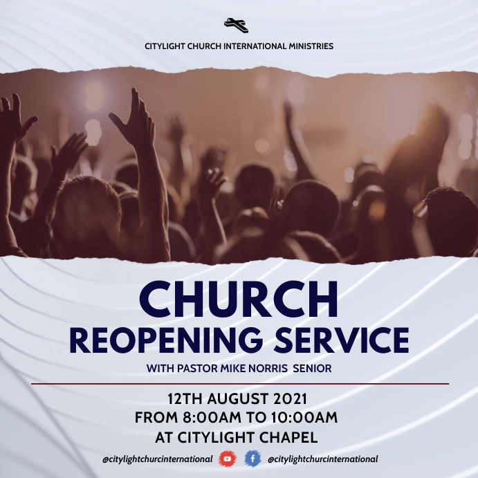 Copia de church reopening service flyer template | PosterMyWall