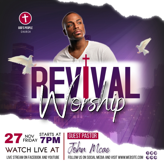 church revival ad service design temp Template | PosterMyWall