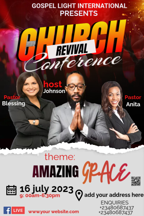 CHURCH REVIVAL CONFERENCE Template | PosterMyWall