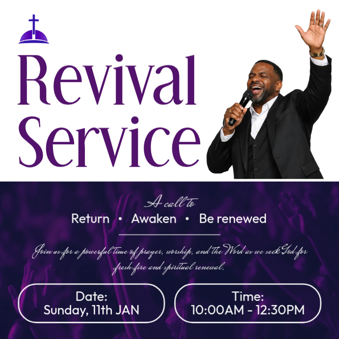 Plantilla de Church Revival Service Prayer Worship Event Flyer ...