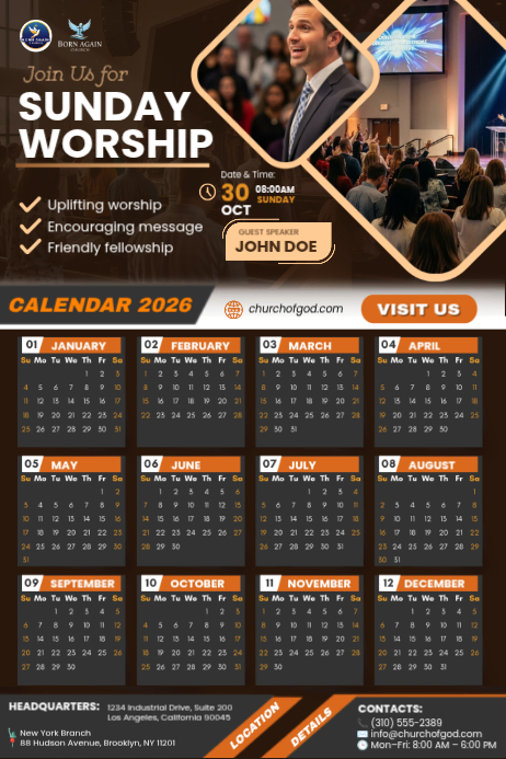 Church Sermon Calendar 2026 Template | PosterMyWall