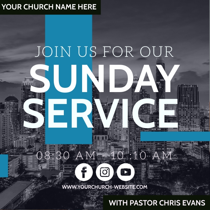 Copy of church service ad social media TEMPLATE | PosterMyWall