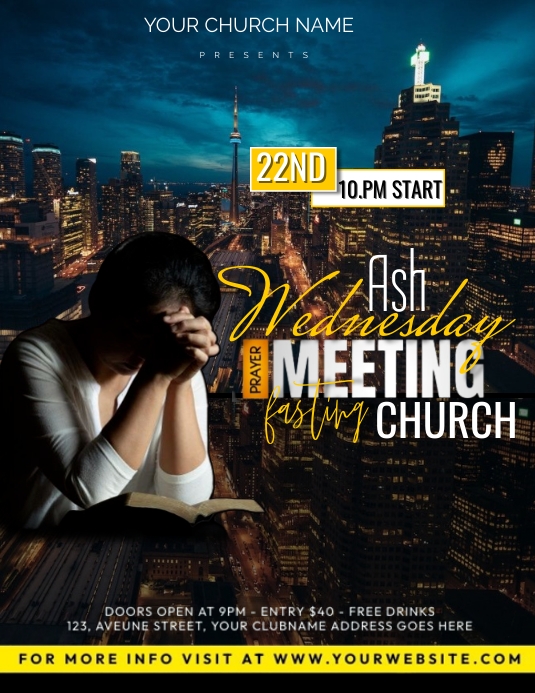 Church service ash Wednesday Template | PosterMyWall