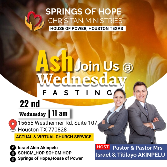 Church service Ash Wednesday Template | PosterMyWall