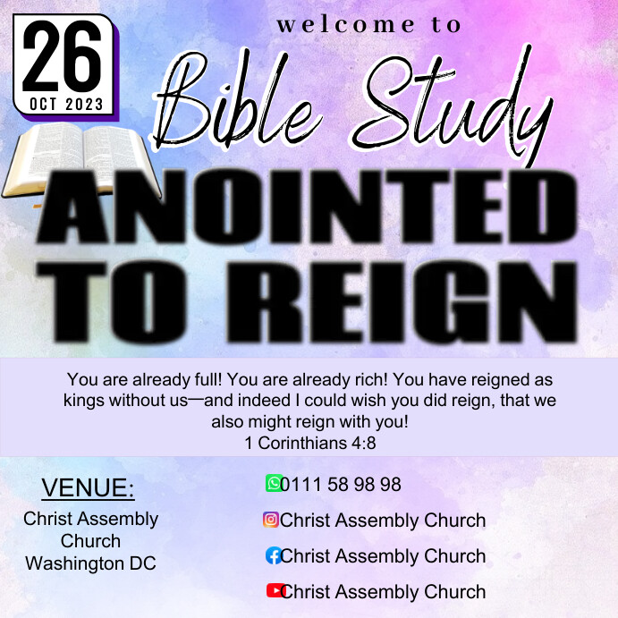 CHURCH SERVICE BIBLE STUDY FLYER Template | PosterMyWall
