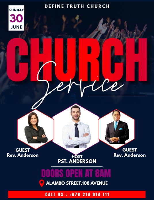 CHURCH SERVICE Template | PosterMyWall