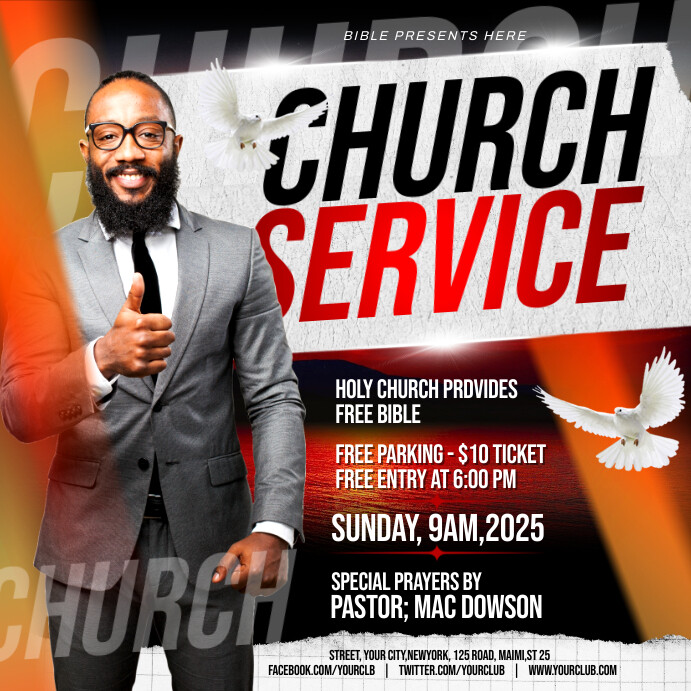 CHURCH SERVICE Template | PosterMyWall