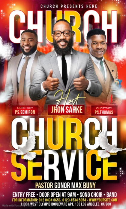 CHURCH SERVICE Template | PosterMyWall
