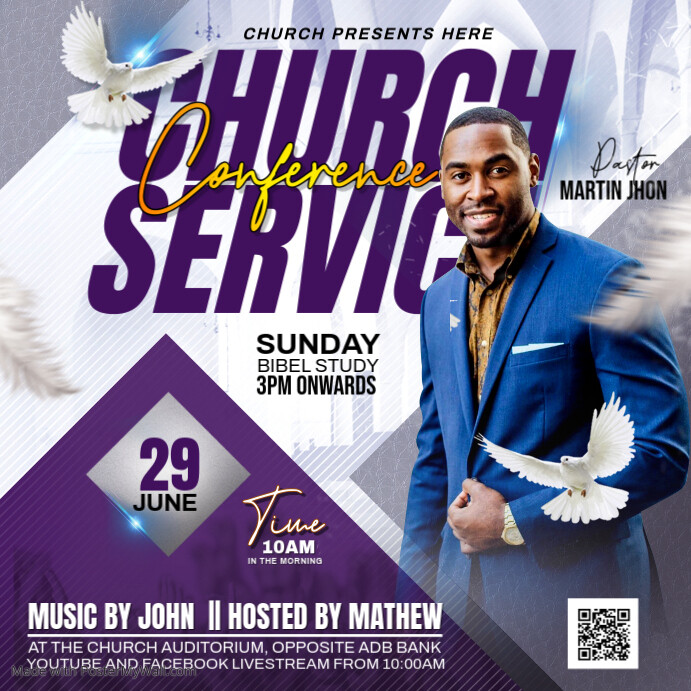 CHURCH SERVICE Template | PosterMyWall