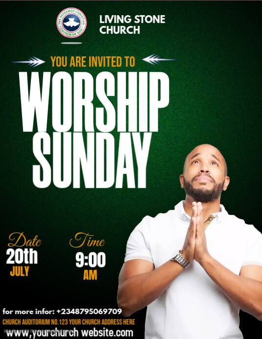 CHURCH SERVICE FLYER Template | PosterMyWall