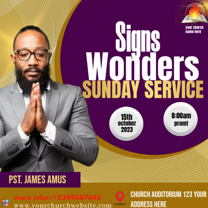 CHURCH SERVICE FLYER Template | PosterMyWall
