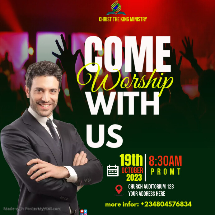 CHURCH SERVICE FLYER Template | PosterMyWall