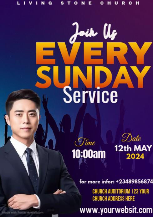 CHURCH SERVICE FLYER Template | PosterMyWall